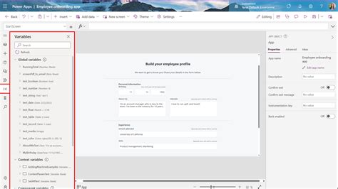Improved Variables And Collections Experience In Canvas Designer