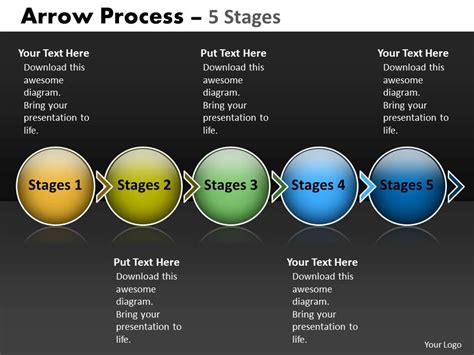 Arrow Process 5 Stages 21 Graphics Presentation Background For PowerPoint PPT Designs