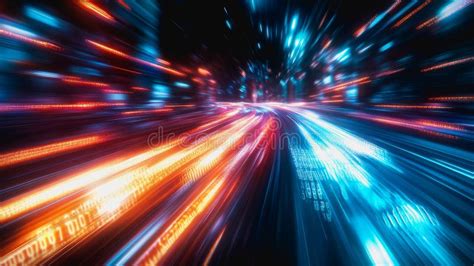 Glowing Binary Code Streams In A High Tech Futuristic Digital Scene