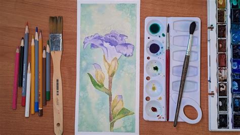 Рисуем цветок акварелью ирис Youtube