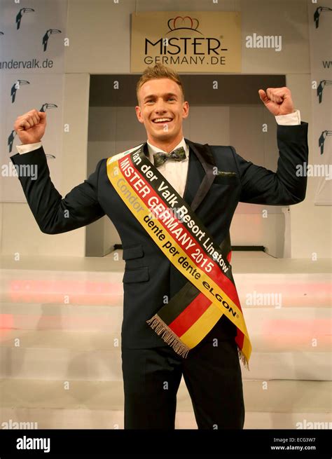 Linstow Germany 13th Dec 2014 The Contestant Robin Wolfinger From Iserlohn Cheers As He