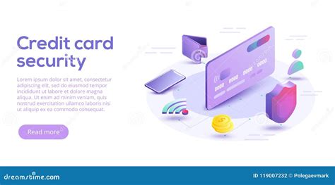 Credit Card Security Isometric Vector Illustration Online Payment Protection System Concept