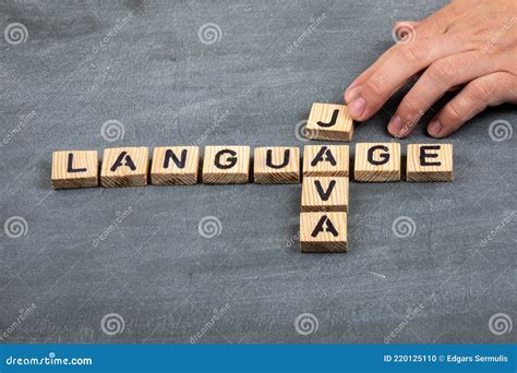 Code Java Et Langage De Programmation Lettres Alphabétiques En Bois Sur Un Tableau Noir Image