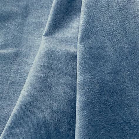 Luxury Heavy Weight 100 Cotton Velvet Fabric By The Yard Matte Finish Solid Blue 625 Plush