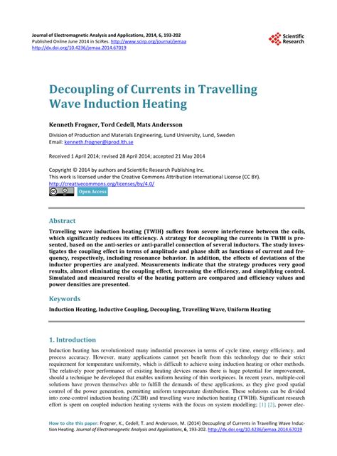 Pdf Decoupling Of Currents In Travelling Wave Induction Heating