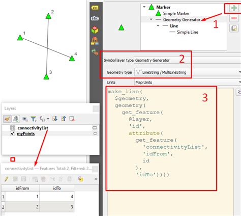 Qgis Create Virtual Line Layer Based On Points And Connectivity List Geographic Information