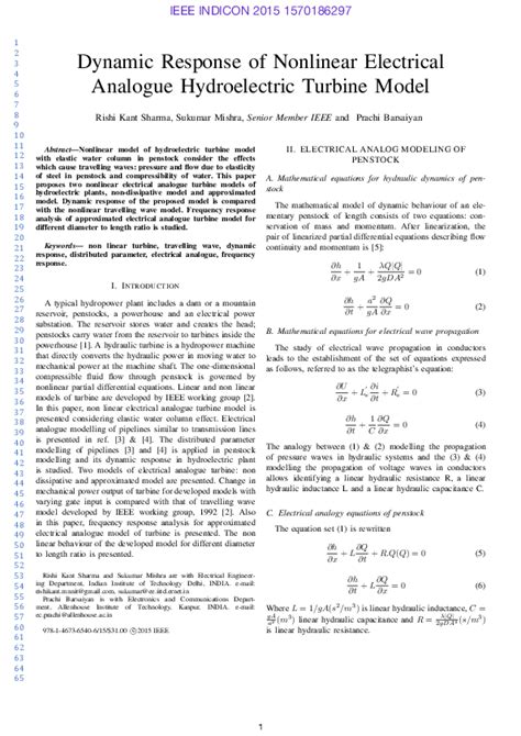 Pdf Dynamic Response Of Nonlinear Electrical Analogue Hydroelectric Turbine Model