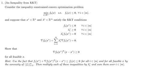 Solved 1 An Inequality From Kkt Consider The Inequality