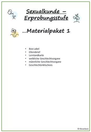 Mini Materialpaket 1 Sexualkunde Erprobungsstufe Unterrichtsmaterial
