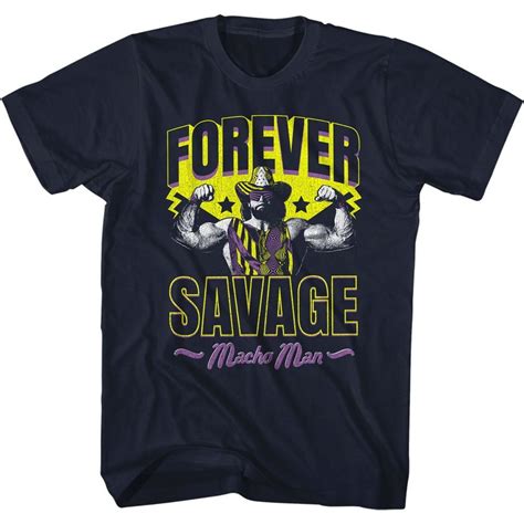 Macho Man Forever Savage Navy Adult T Shirt 4xlt