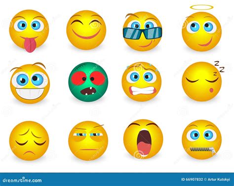 Set Of Emoji Emoticons Face Icons Vector Illustration Stock Vector