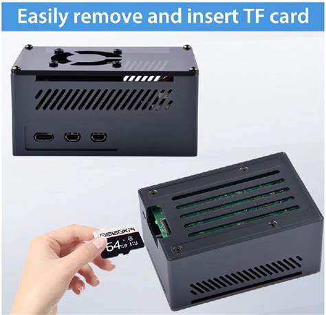 52pi Raspberry Pi 5 Aluminum Case Black Brick Enlosure With Cooling