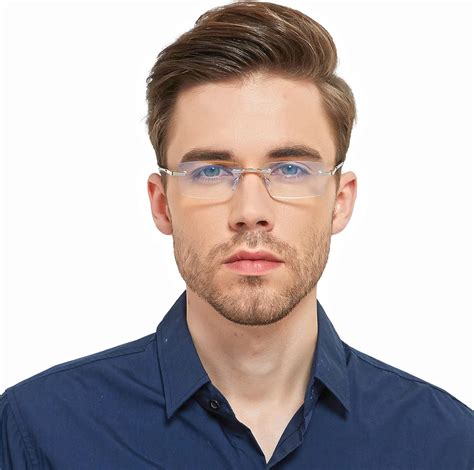 Buy Rimless Reading Glasses For Men 4 Pack Blue Light Blocking Lightweight Rimless Metal Mens