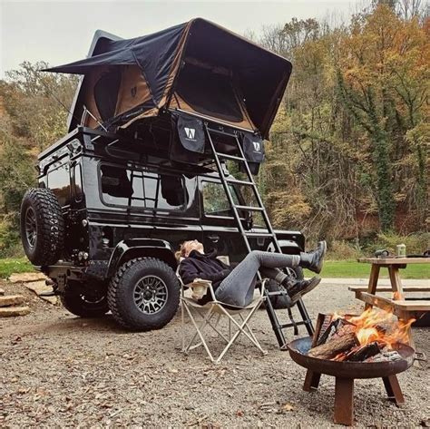 Rooftop Tent Overland Camping Setup Camping On A Truck Land Rover Defender Overland