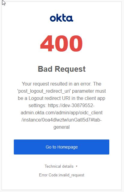 Cannot Set Postlogoutredirecturi Questions Okta Developer Community