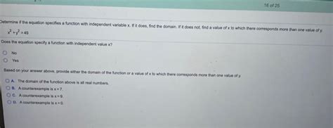 Solved 16 Of 25 Determine If The Equation Specifies A