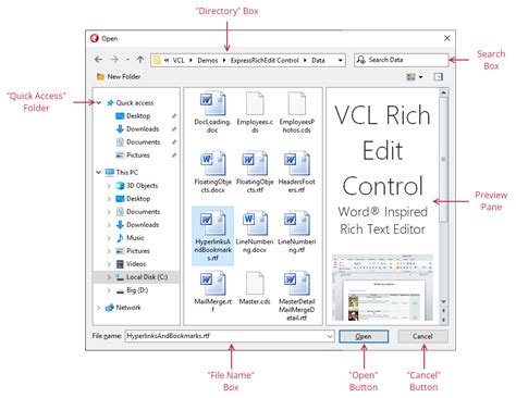 Tdxfrmopenfiledialog Class Vcl Devexpress Documentation