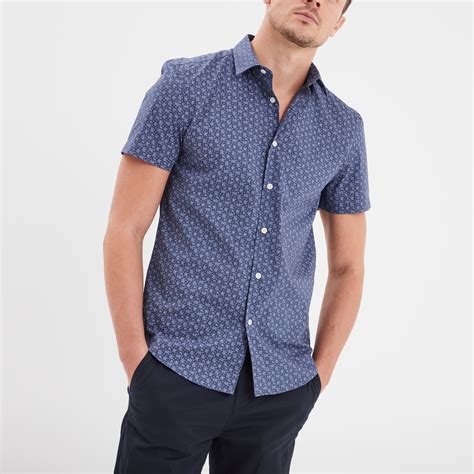 Chemise Manches Courtes Coton Bleu Homme La Halle