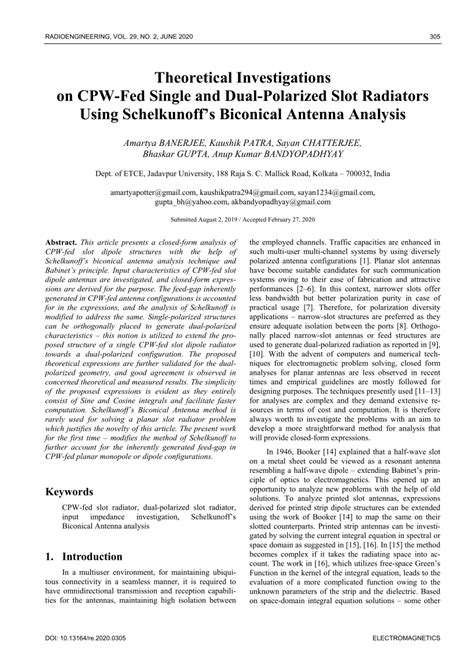 Pdf Theoretical Investigations On Cpw Fed Single And Dual Polarized Slot Radiators Using