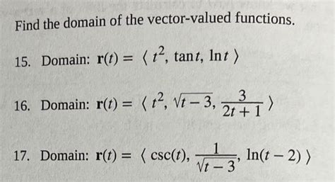 Solved Find The Domain Of The Vector Valued Functions Chegg
