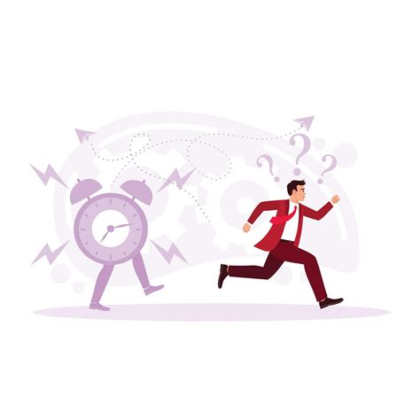 A Businessman Flees From The Sound Of The Alarm Business Concept Of