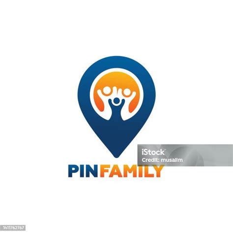 핀 가족 로고 템플릿 디자인 벡터 엠블럼 디자인 개념 크리에이티브 심볼 아이콘 가족에 대한 스톡 벡터 아트 및 기타 이미지