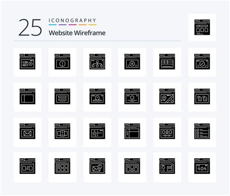 Website Wireframe 25 Solid Glyph Icon Pack Including Page Web Internet Secure Share 19202503