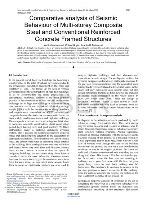 Pdf Comparative Analysis Of Seismic Behaviour Of Multi Storey Composite Steel And Conventional