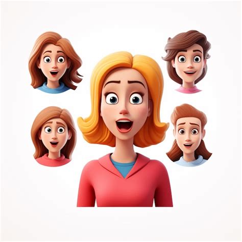 A Close Up Of A Cartoon Character With Many Different Facial