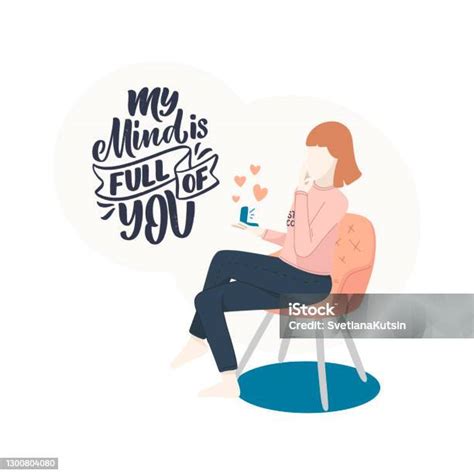 만화 플랫 스타일로 선물소녀 캐릭터 미니멀리즘 여성 사람 디자인 레터링 러브와 발렌타인 데이 개념 행복한 여자 벡터 개념에 대한