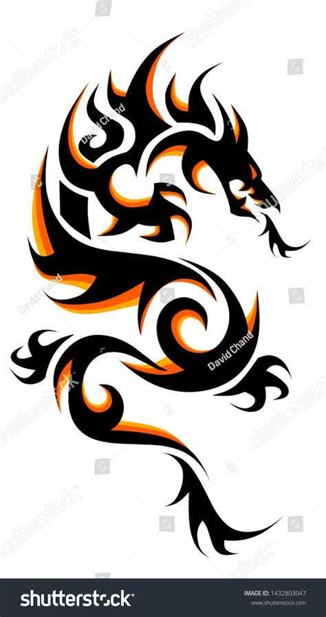Tribal Dragon Tattoo With Color
