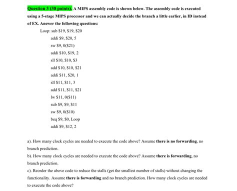 solved question 3 30 ﻿points ﻿a mips assembly code is