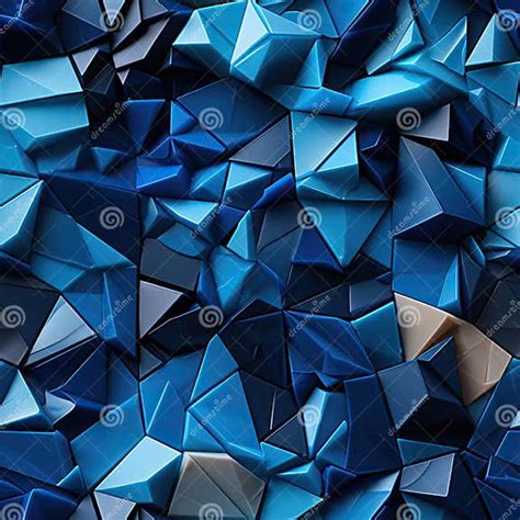 Polygonal Blue Background With Metallic Surfaces And Textured Details Tiled Stock Illustration