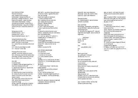 Cheatsheet Skilltest Handout For Help Ch1 The File System Files And Directories Pwd