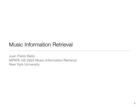 Music Information Retrieval Lecture Slides Introduction Literature Docsity