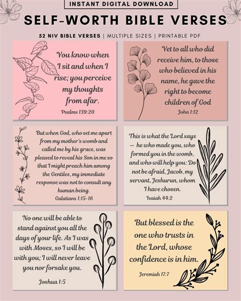 52 Encouraging Verse Cards Bible Verses About Self Worth And Self