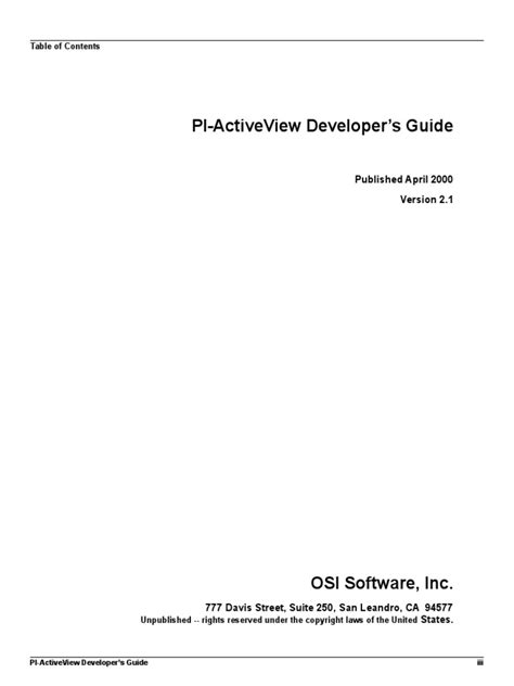 Pi Activeview Developers Guide Published April 2000 Version 21 Pdf Websites World Wide Web