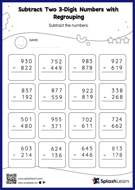 Free Printable 3 Digit Subtraction With Regrouping Worksheets
