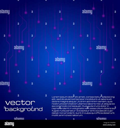 Abstract Technological Blue And Pink Background With Elements Of The Microchip Circuit Board