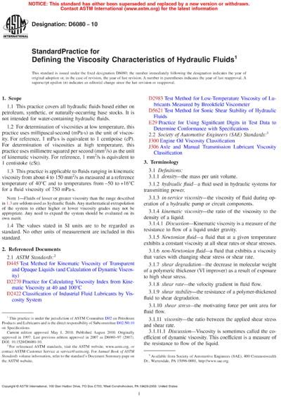 ASTM D Standard Practice For Defining The Viscosity