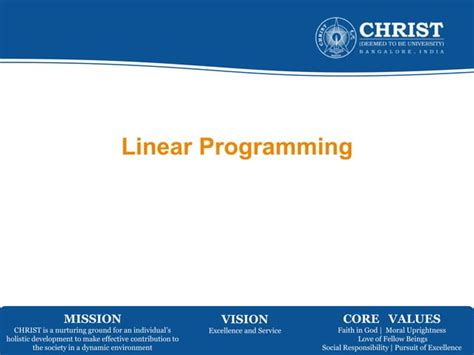 Linear Programming Optimization Techniques Single Objective Ppt