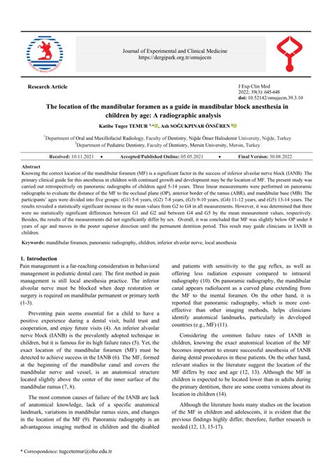 Pdf The Location Of The Mandibular Foramen As A Guide In Mandibular
