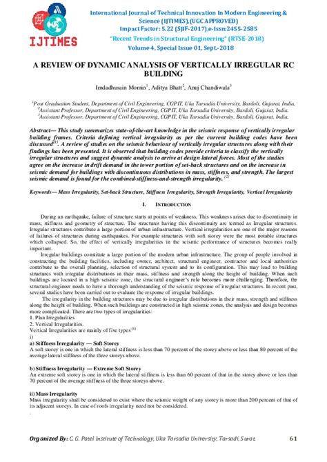 Pdf A Review Of Dynamic Analysis Of Vertically Irregular Rc Building