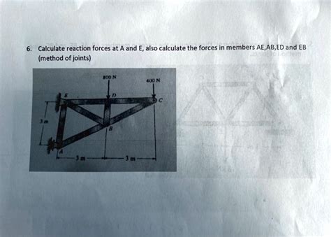 SOLVED Calculate Reaction Forces At A And E Also Calculate The Forces In Members AE AB ED