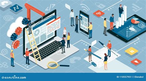 Web Development Graphic Design And Marketing Stock Vector