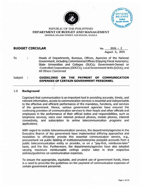 Dbm Guidelines On Communication Allowance Pdf Receipt Expense