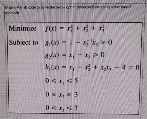 Write A Matlab Code To Solve The Below Optimization