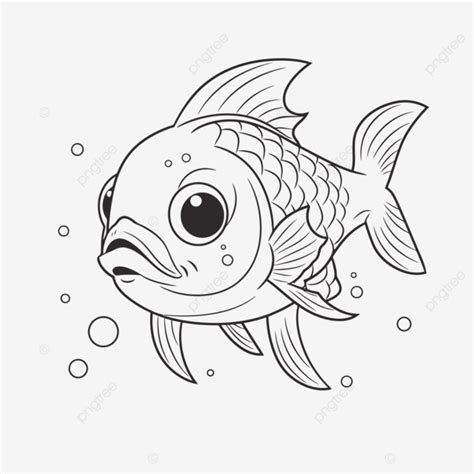 아이들을 위한 작은 물고기 색칠 페이지 또는 무료 개요 스케치 드로잉 벡터 잉어 그리기 잉어 개요 잉어 스케치 Png 일러스트 및 벡터 에 대한 무료 다운로드
