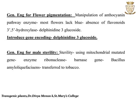 Botanytransgenic Plants Genetic Engineering For Crop Improvement Pptx Biotech And