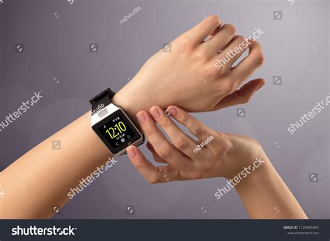 Naked Female Hand Smart Wristwatch Digital Stock Photo Shutterstock